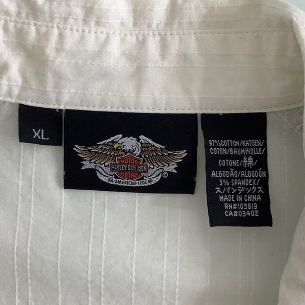 Harley Davidson Sleeveless Snap On Buttons White Shir… - Gem